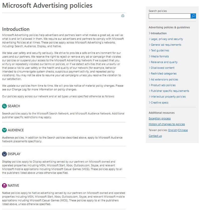 Microsoft Advertising policy site redesign | Microsoft Advertising